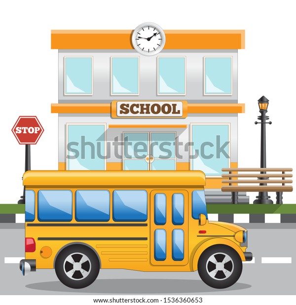 School Side View Isolated On White Stock Illustration 1536360653 ...