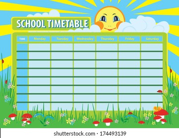 School Timetable Print Template Background Stock Illustration 174493139 ...