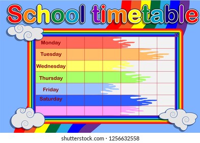 School Timetable Template Science Theme Illustration Stock Vector ...