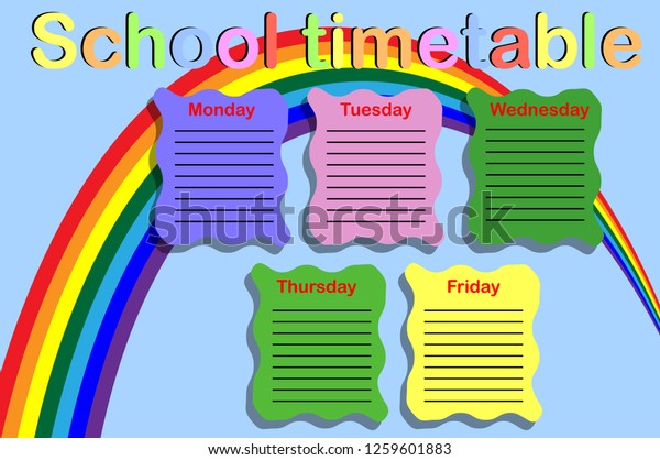 School Timetable Rainbow Stock Illustration 1259601883 | Shutterstock
