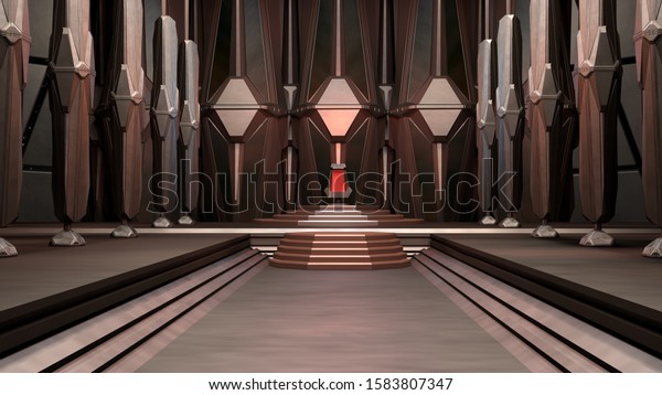 Sci Fi Throne Room 3d Rendering Stock Illustration 1583807347