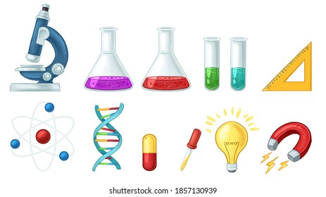 Science Theme Elements Drawing Microscope Dna Stock Illustration ...