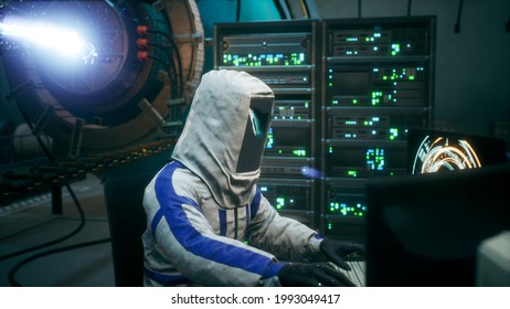Scientists Watch Work Time Machine Futuristic Stock Illustration ...