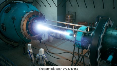 Scientists Watch Work Time Machine Futuristic Stock Illustration ...