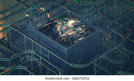 Scifi Technical Structure Glitching Waveform Abstract Stock ...