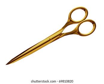 Gold Scissors Isolated White Background Vector Stock Vector (Royalty ...