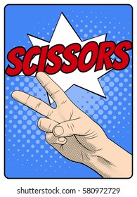 Scissors Hand Gesture Rock Paper Scissors Stock Illustration 580972729