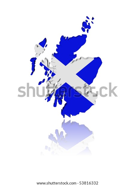 Scotland Map Flag 3d Render Reflection Stock Illustration 53816332