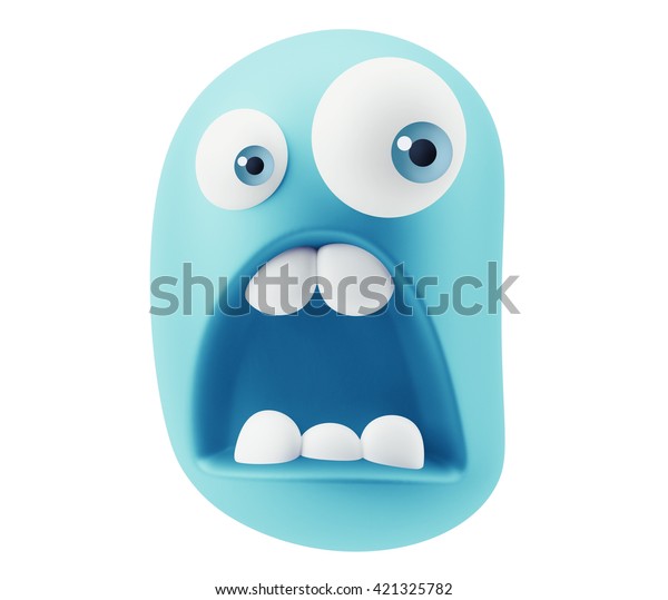Scream Emoticon Character Face Expression 3d Stock Illustration ...