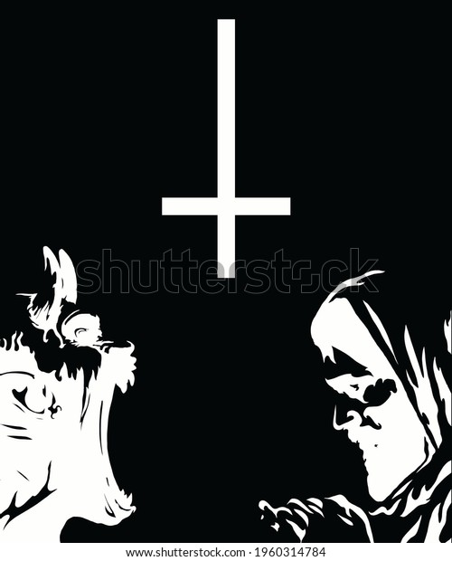 Screaming Devil Praying God Face Face 스톡 일러스트 1960314784 | Shutterstock