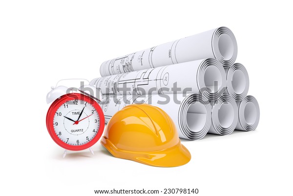 Scrolls Architectural Drawings Alarm Clock Helmet 스톡 일러스트 230798140 ...