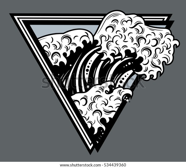 Sea Waves Triangle Pattern By Hand Stock Illustration 534439360 ...