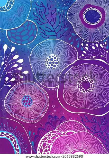 Seabed Background Pattern Poster Banner Aalgae Stock Illustration ...
