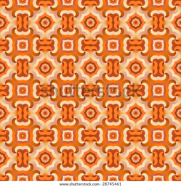 Seamless 70s Wallpaper Orange Stock Illustration 28745461