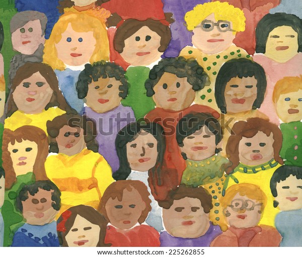 Seamless Abstract Background Many Different Faces Stock Illustration ...