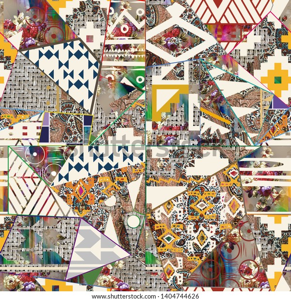 Seamless Abstract Geometric Digital Pattern On Stock Illustration ...