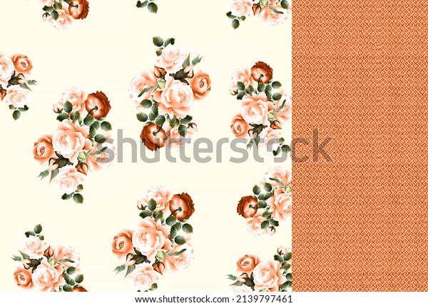 Seamless Beautiful Rust Colored Flower Pattern Stock Illustration ...