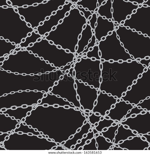 Seamless Black Background Silver Chains Stok İllüstrasyon 163581653