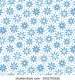 Seamless Blue Flower Pattern Texture Background Stock Illustration ...