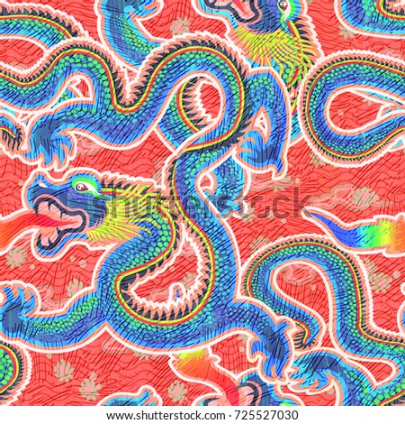 Seamless Chinese Dragon Pattern Highresolution Seamless Texture Stock ...
