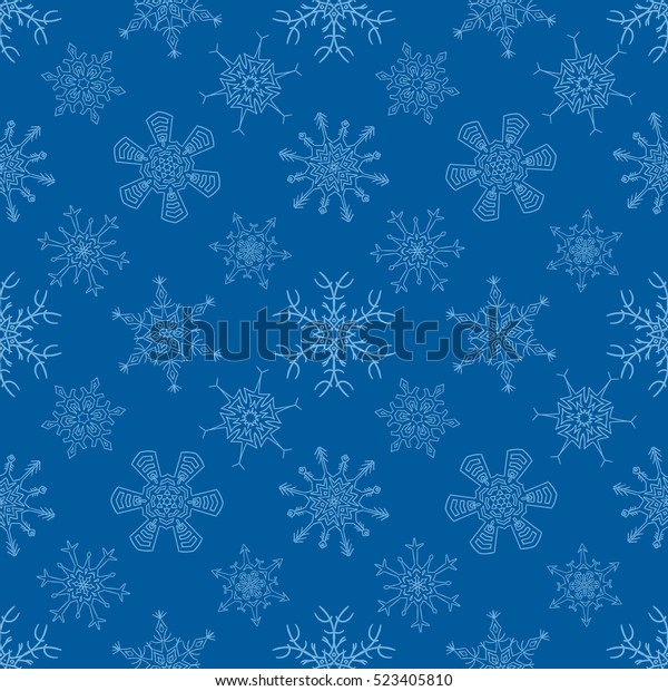 Seamless Christmas Blue Pattern Random Drawn Stock Illustration ...