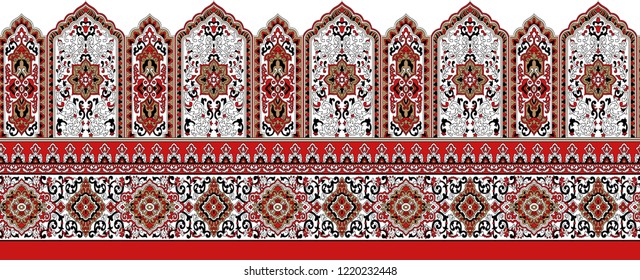 Seamless Digital Textile Pattern Border Design Stock Illustration ...