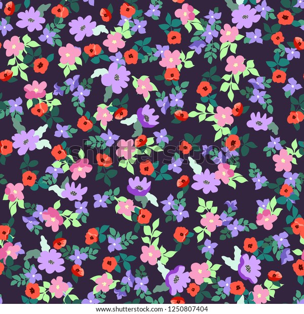 Seamless ditsy pattern in small cute wild simple flowers. Liberty style ...
