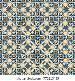 Seamless Ethnic Patterns Border Blue Brown Stock Illustration 773213455 ...