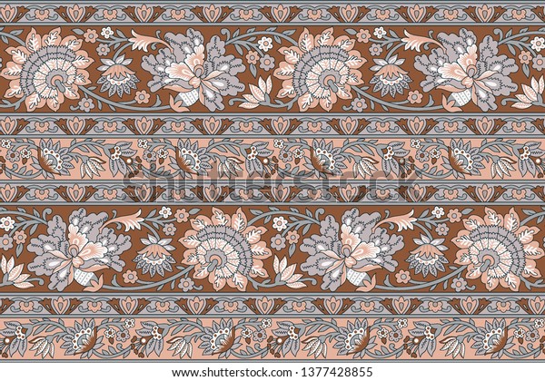 Seamless Floral Border Pattern Stock Illustration 1377428855