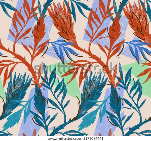 Seamless Floral Pattern Engraving Texture Colorful Stock Illustration ...