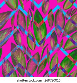 Seamless Floral Pattern On Zigzag Ornament Stock Illustration 269720015 ...