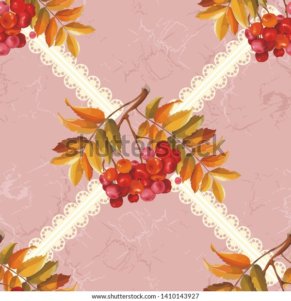 Seamless Floral Pattern Red Berries Branches Stock Illustration ...