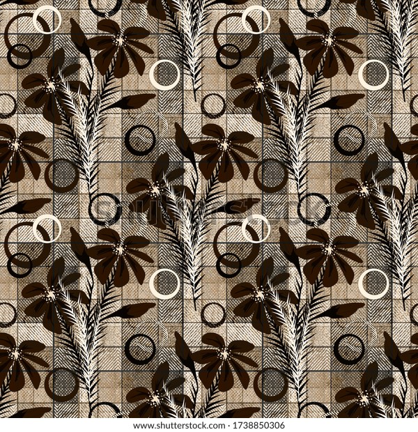 Seamless Floral Pattern Rustic Style Flowers Stock Illustration 1738850306