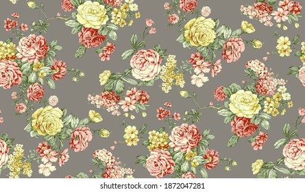 Seamless Flower Design Pattern Background Stock Illustration 1872047281 ...