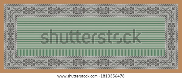 Seamless Four Side Border Design Green Stock Illustration 1813356478 ...