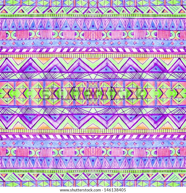 Seamless Geometric Pattern Aztec Style Tribal Stock Illustration 146138405