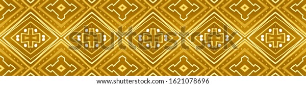 Seamless Gold Aztec Pattern Grunge Mexican Stock Illustration 1621078696
