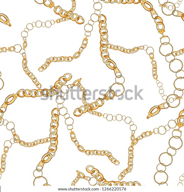 Seamless Gold Chain Pattern Stock Illustration 1266220576
