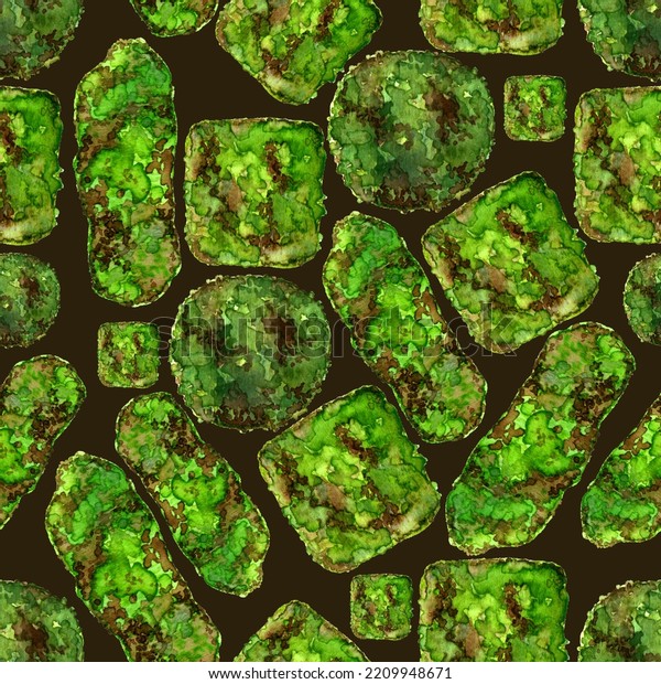 Seamless Green Moss Pattern On Dark Stock Illustration 2209948671 ...