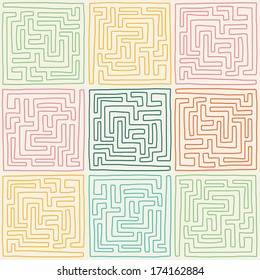 Seamless Hand Drawn Labyrinth Pattern Stock Vector (Royalty Free) 174633524