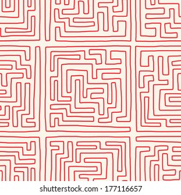 Seamless Hand Drawn Labyrinth Pattern Stock Vector (Royalty Free) 174633524