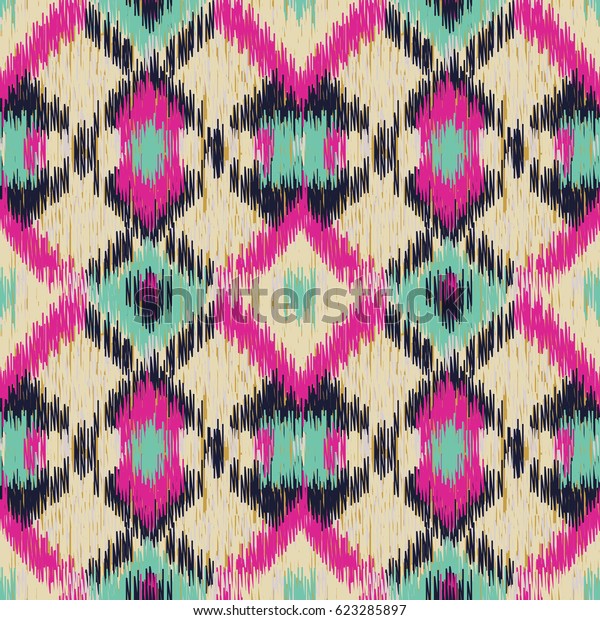 Seamless Ikat Pattern Abstract Background Textile Stock Illustration ...