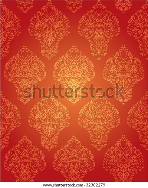 Seamless Indian Wallpaper Pattern Stock Illustration 32302279