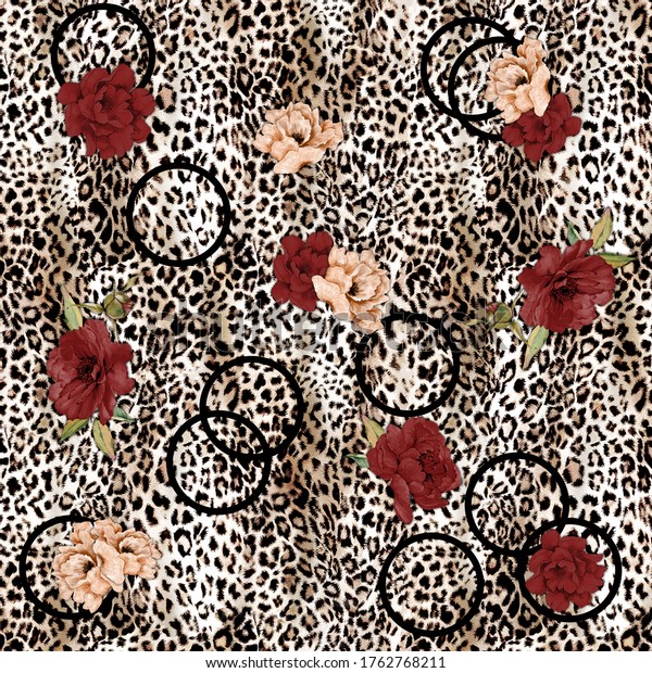 Seamless Leopard Pattern Flower Texture Repeating Stock Illustration ...