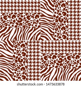 Seamless Leopard Zebra Check Pattern Mix Stock Illustration 1473633878 ...