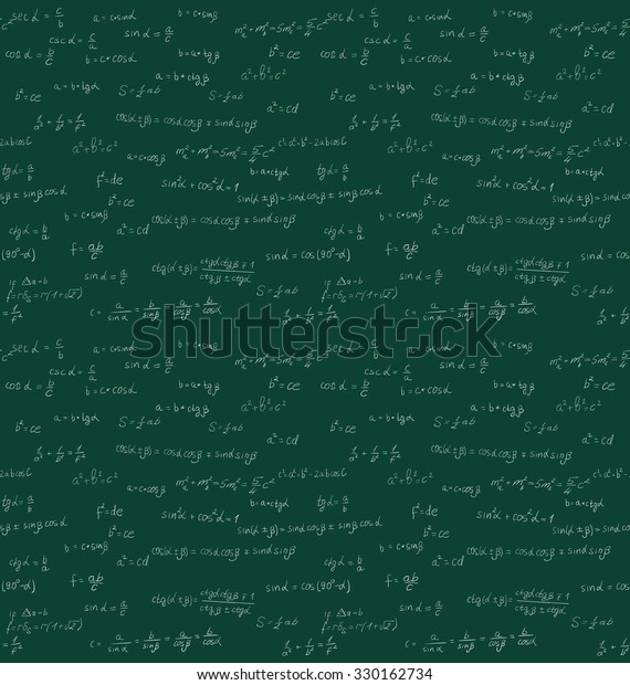 Seamless Mathematics Pattern Handwriting On Green Stock Illustration ...