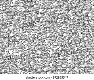 Seamless Monochrome Fish Pattern Stock Illustration 192985547 ...