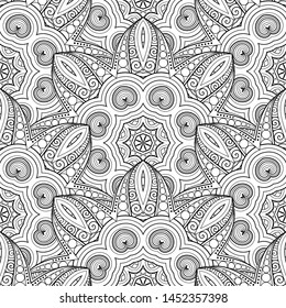 Seamless Monochrome Pattern Printable Coloring Pages Stock Illustration ...