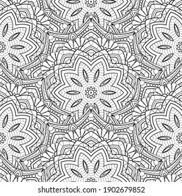 Seamless Monochrome Pattern Printable Coloring Pages Stock Illustration ...