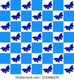 Seamless Pattern Blue Chess Board Checkered Stock Illustration ...